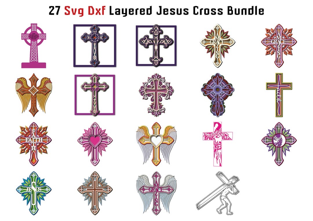 27 Svg Dxf Jesus Cross Christmas Bundle Multicapa para Laser - Etsy México
