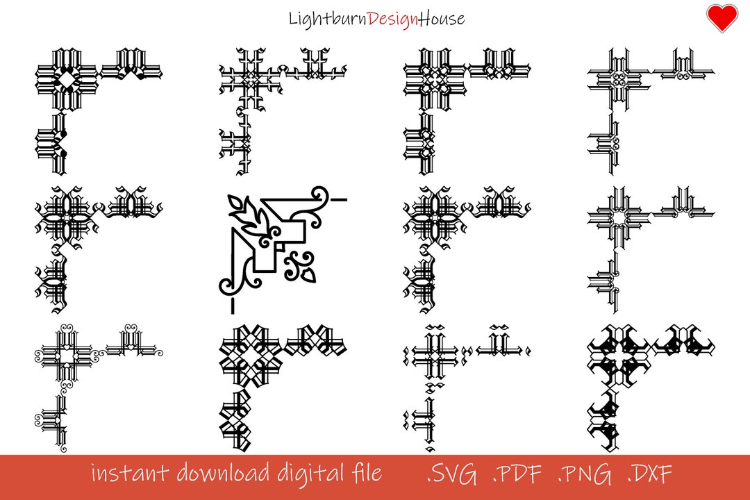 104 marcos de borde con patrón de estante de esquina SVG, Png, Pdf, Dxf ...