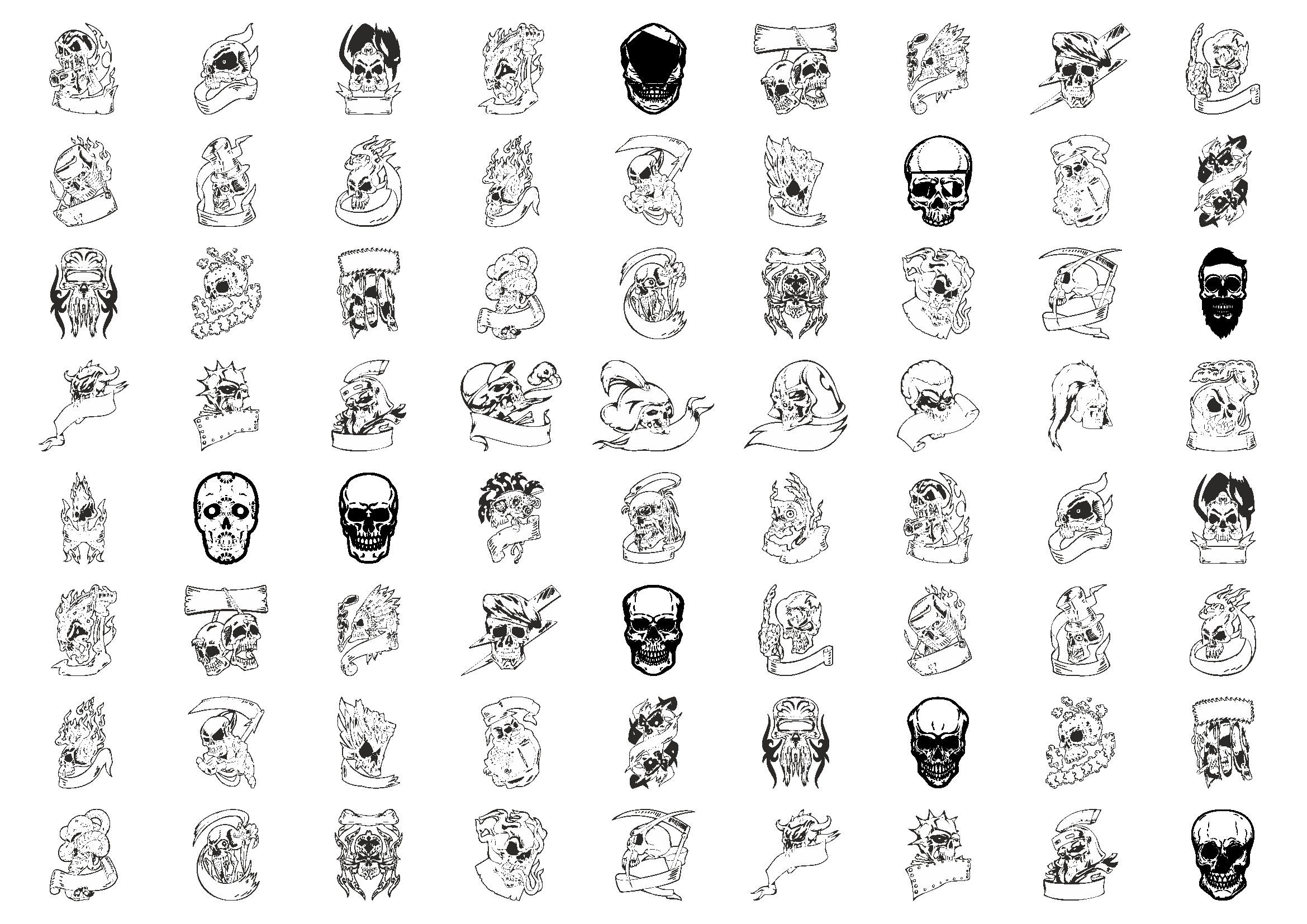 555 SVG PNG Skulls Bundle for Laser Cut Engrave Library Wood - Etsy