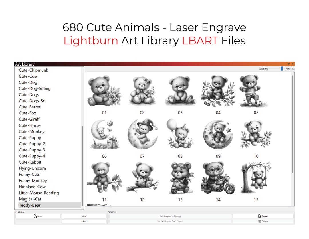 680 Cute Animals Clipart Designs Lightburn Art Library (.lbart) Files ...