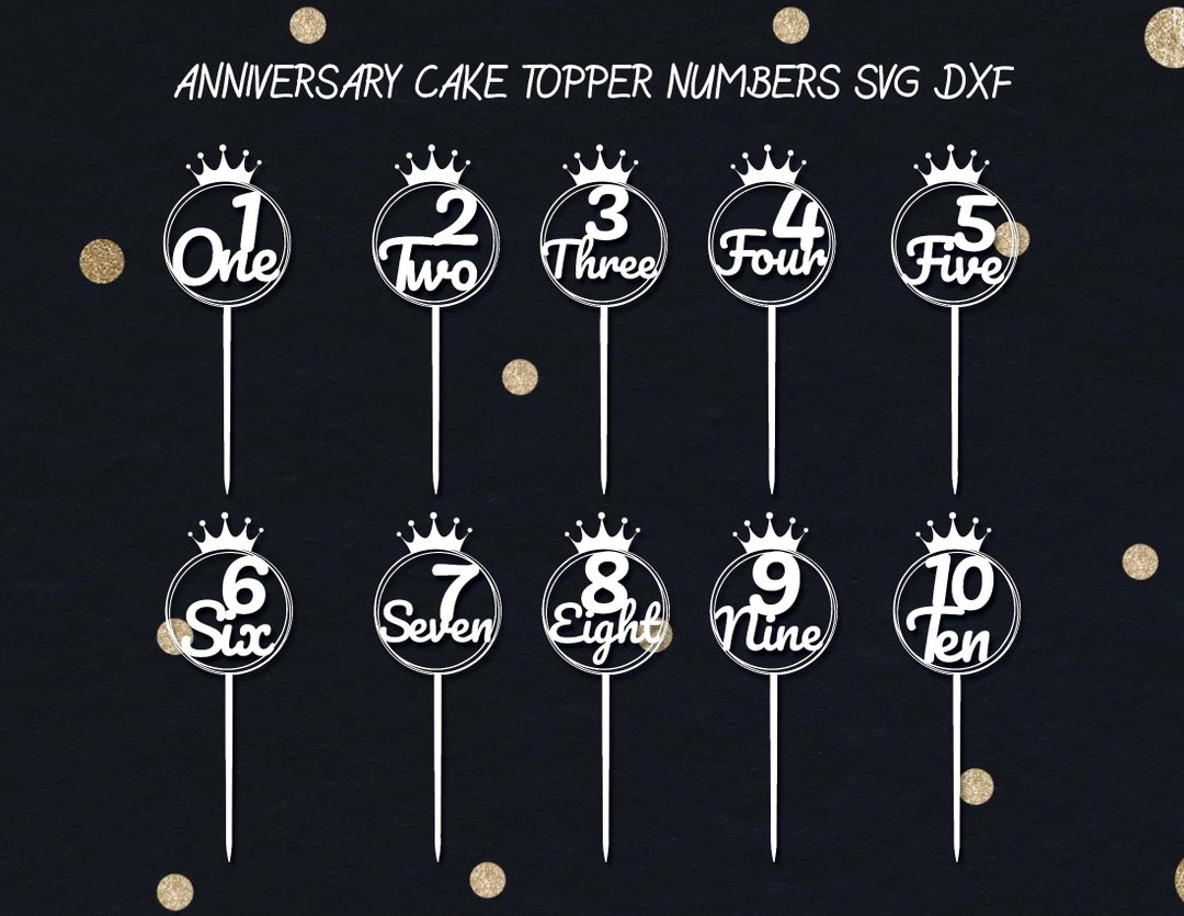 10 Svg Dxf Anniversaire Gâteau Topper Laser Cut Party Acrylique Bois ...
