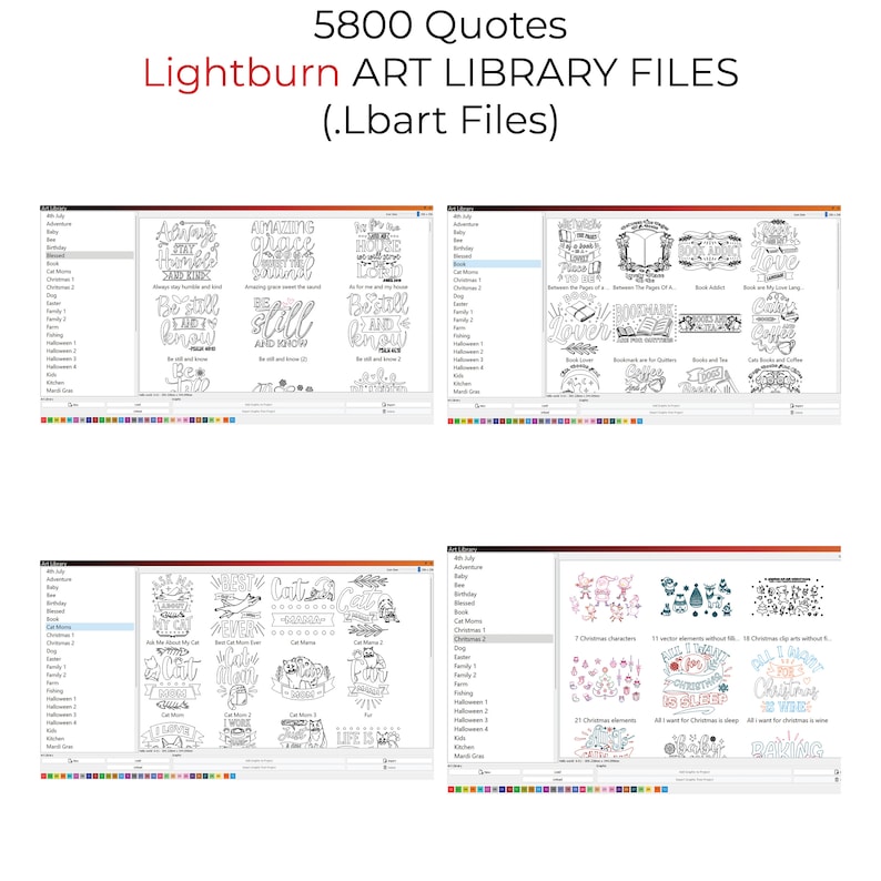 5800 Quotes Lightburn Art Library LBART Files for Laser Engrave ...