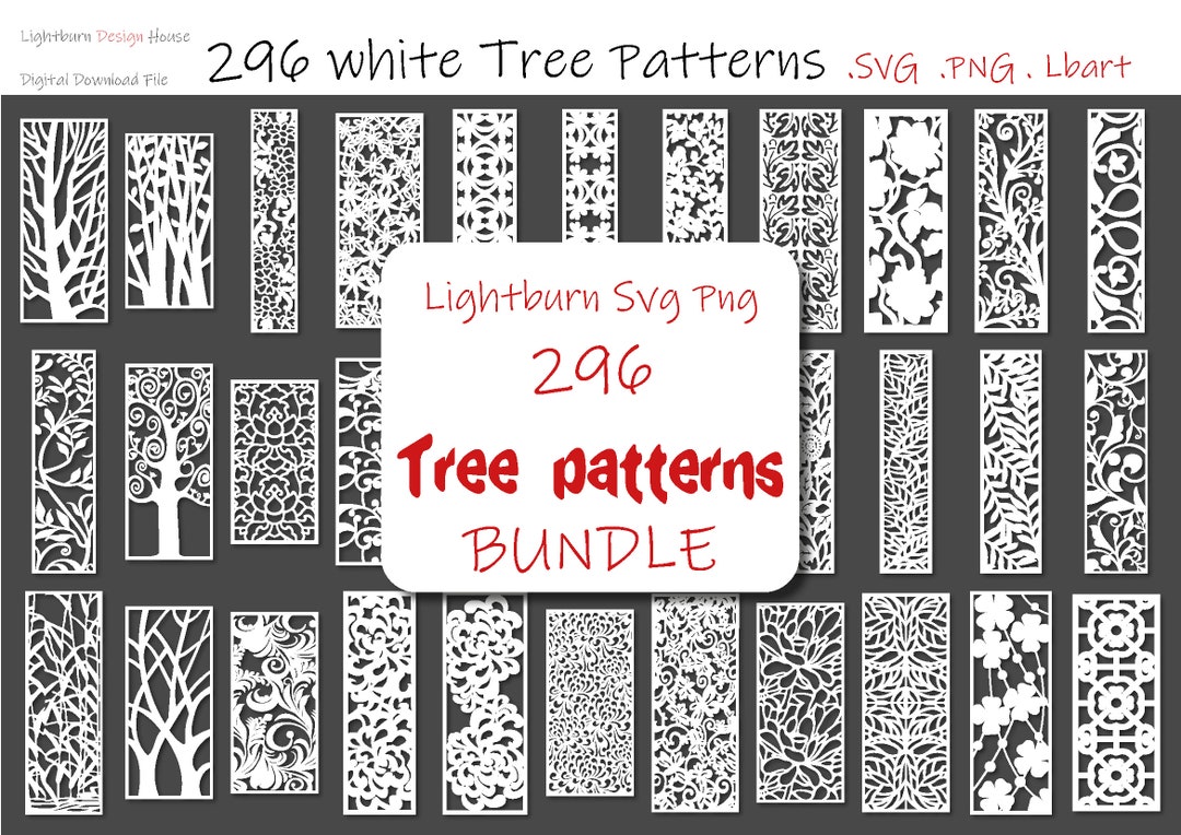 Tree Pattern SVG Bundle: White Decor, Wedding Invitation (digital ...