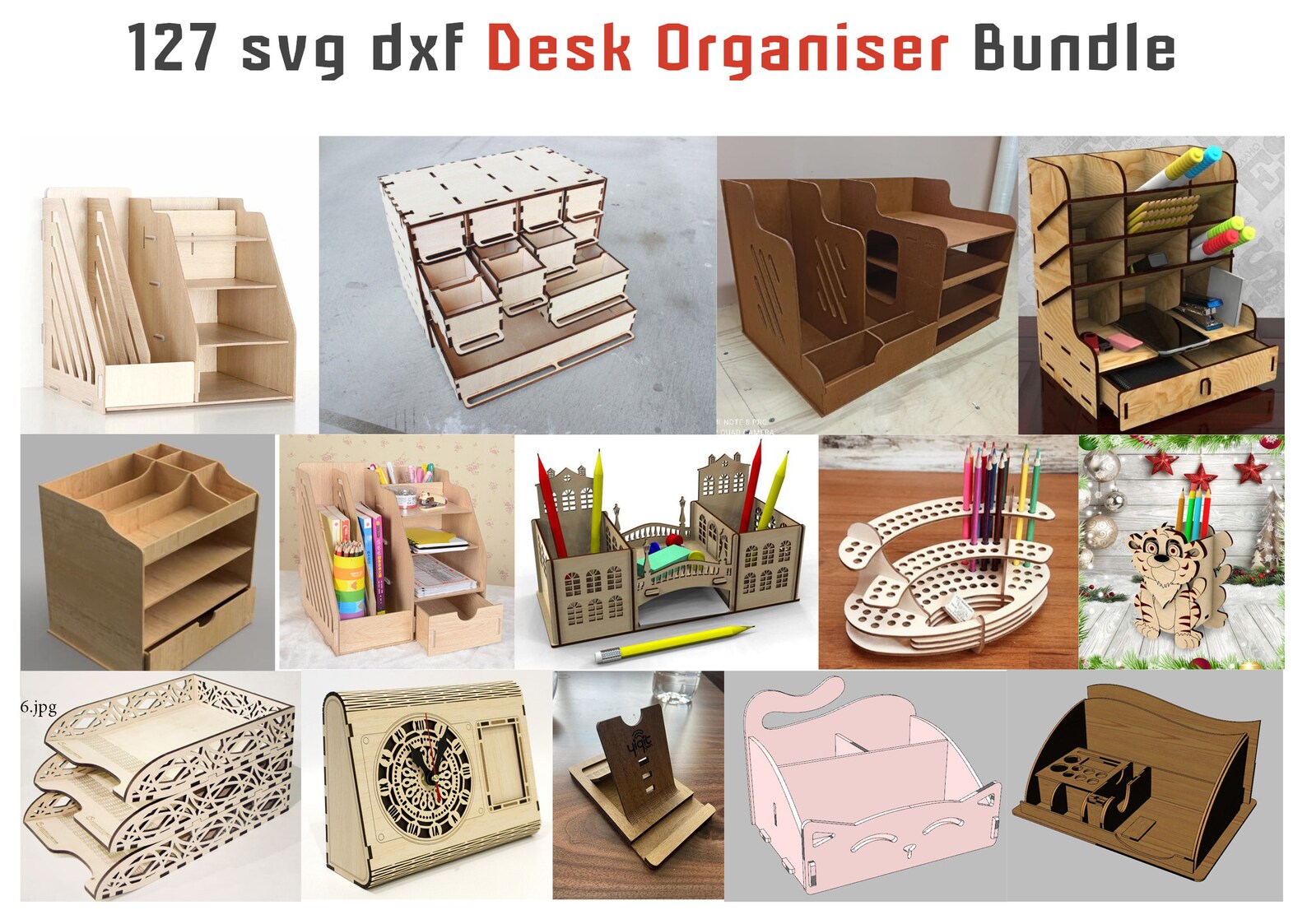 127 Svg Dxf Desk Organiser for Laser Cut Engrave Library Wood - Etsy