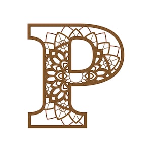 Letter P Mandala Floral SVG DXF 8 Layered Multilayer for Wood Laser ...