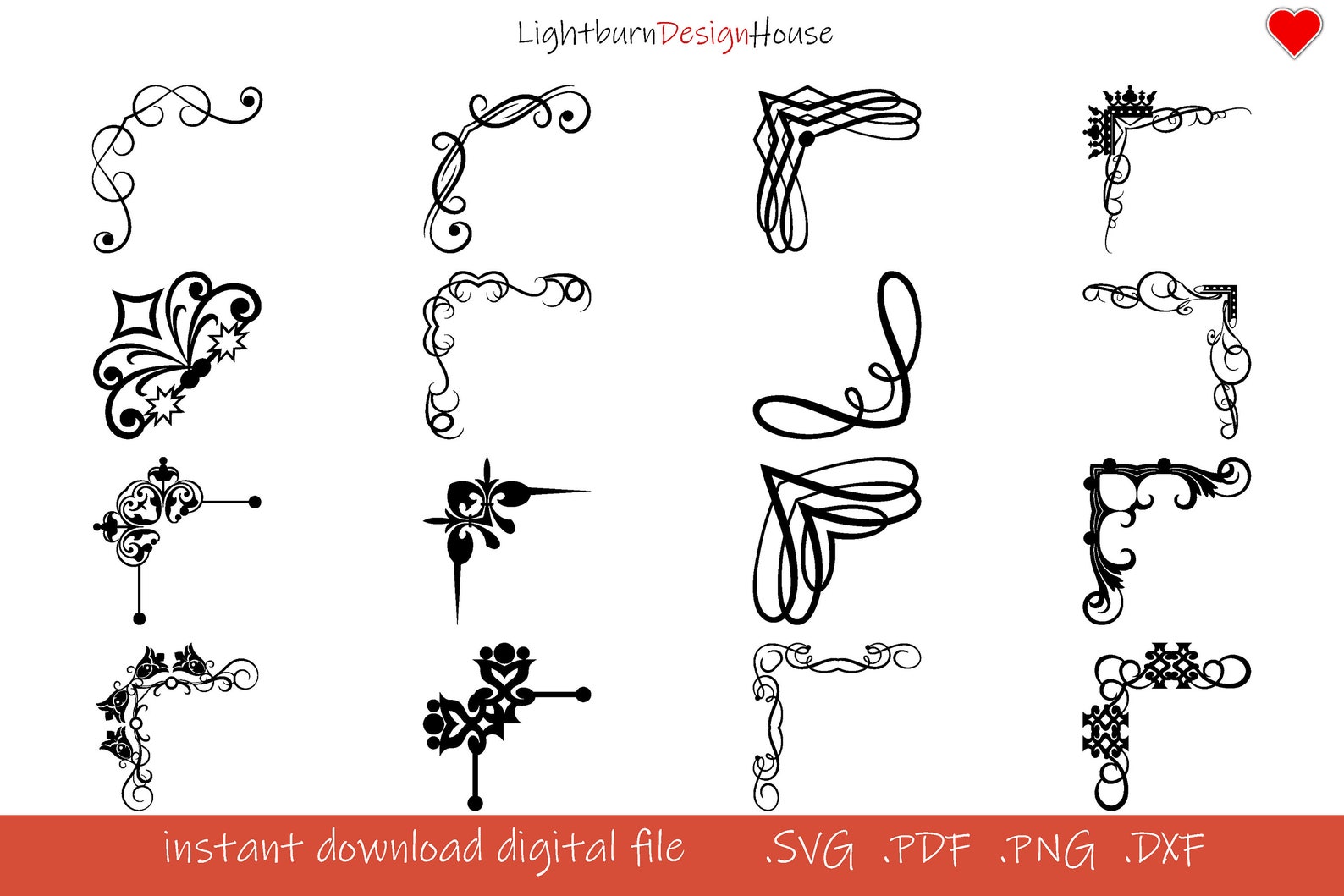 104 SVG Png Pdf Dxf Corner Pattern Border Frames Bundle Laser | Etsy UK