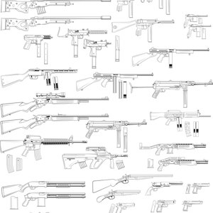 287 SVG DXF Weapon Gun Rifle Knife Silhouette Bundle for Lightburn ...