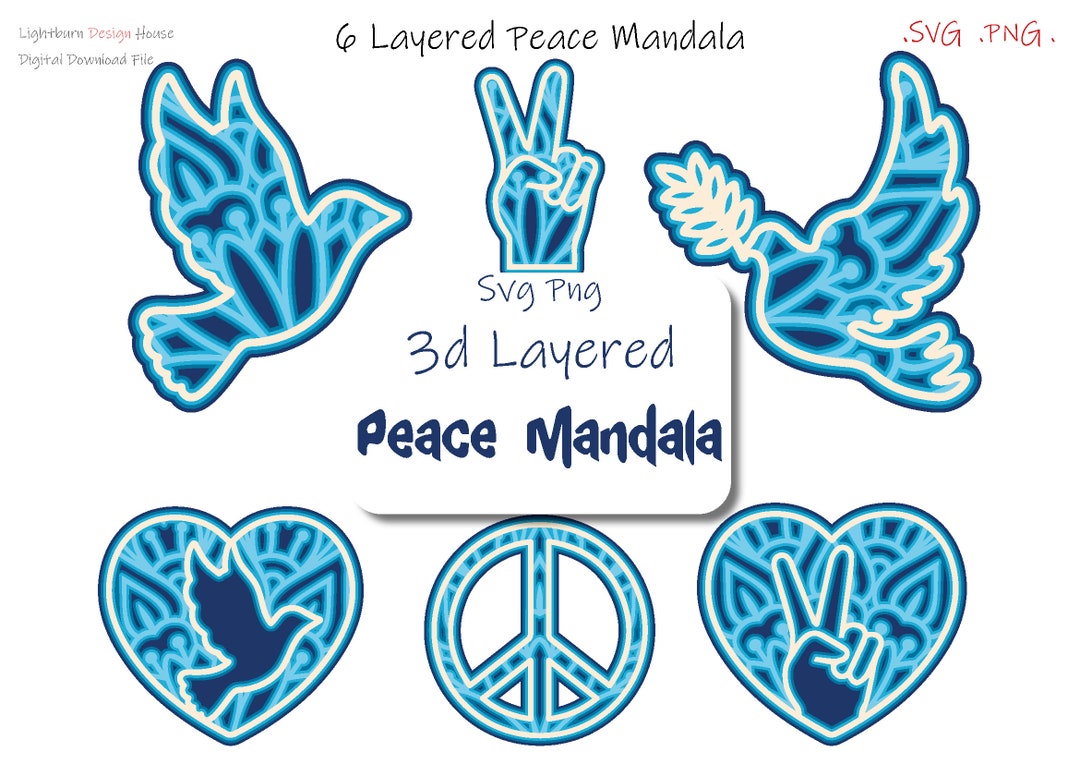 3d Peace Mandala Bundle Layered Multilayer SVG Png for Laser Engrave ...