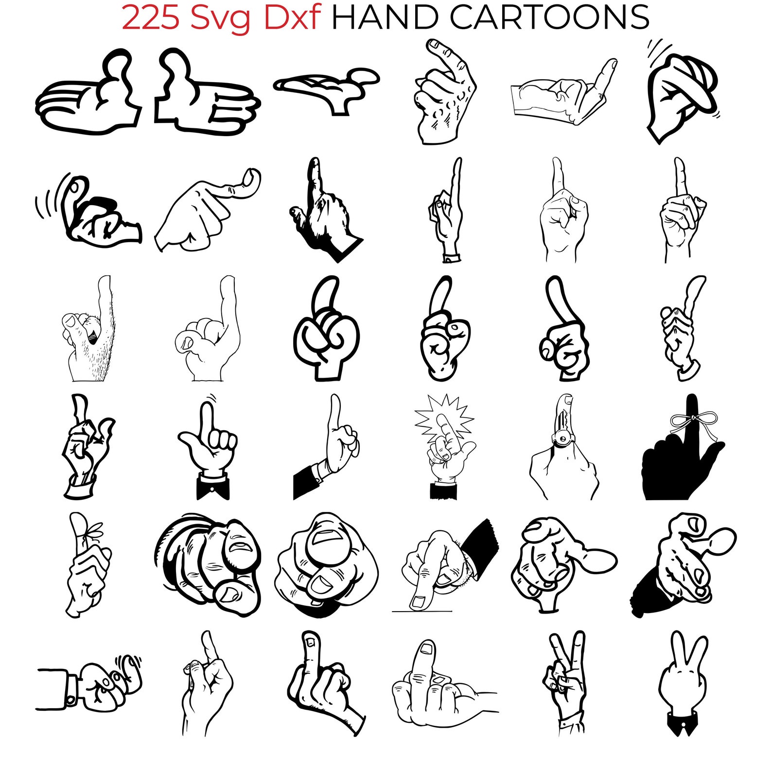 225 Svg Dxf Hands Bundle for Laser Engrave With Index - Etsy