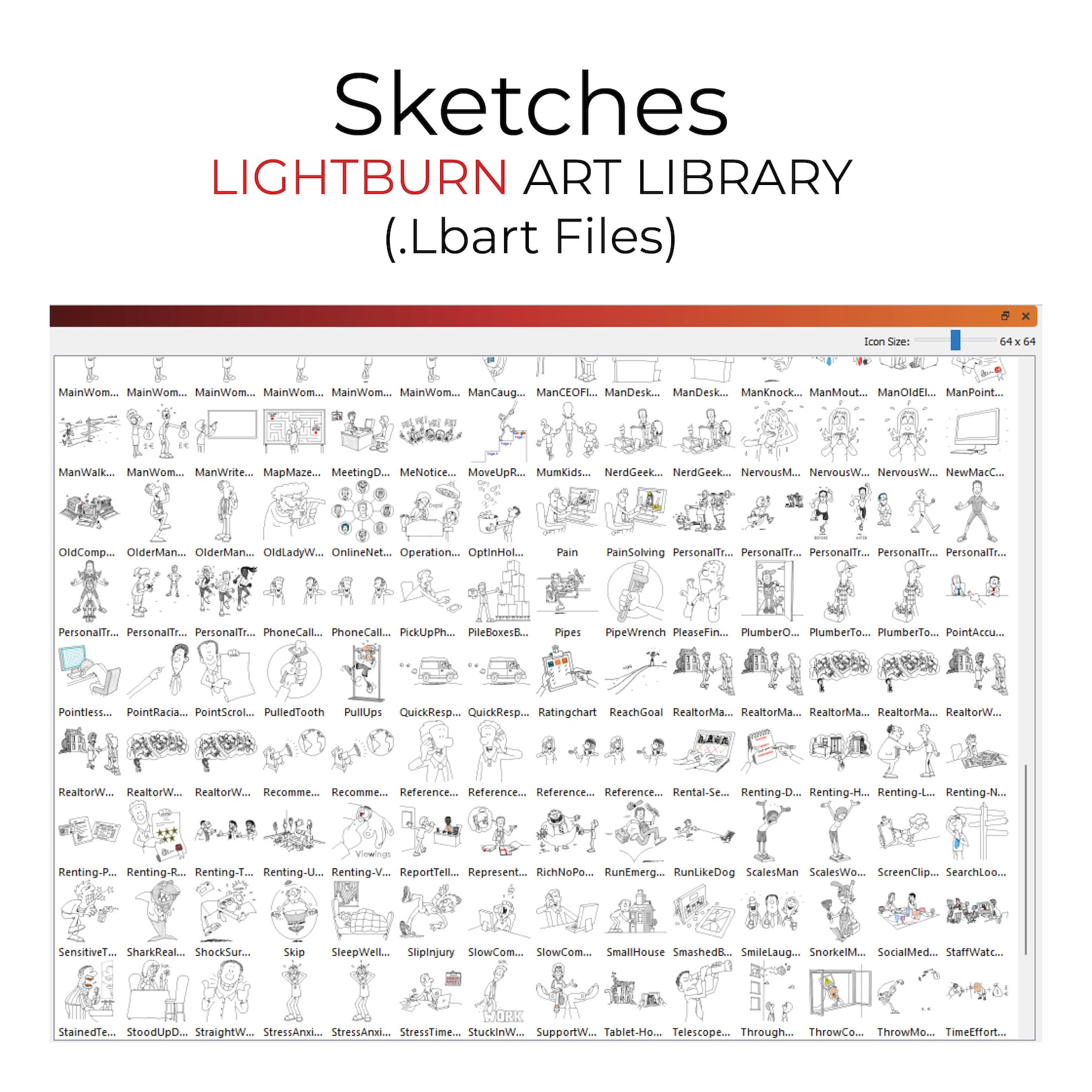 7000 Sketches Lightburn Art Library LBART Files for Laser Engrave Cut ...