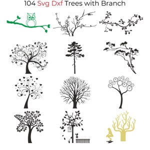 104 SVG DXF Tree With Branch Bundle for Lightburn Art Library Laser ...