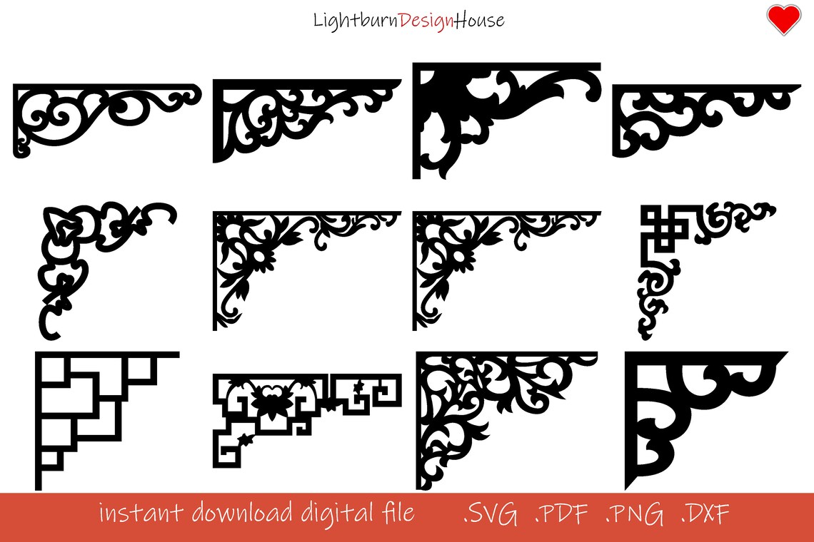 104 SVG Png Pdf Dxf Corner Shelf Pattern Border Frames Bundle - Etsy