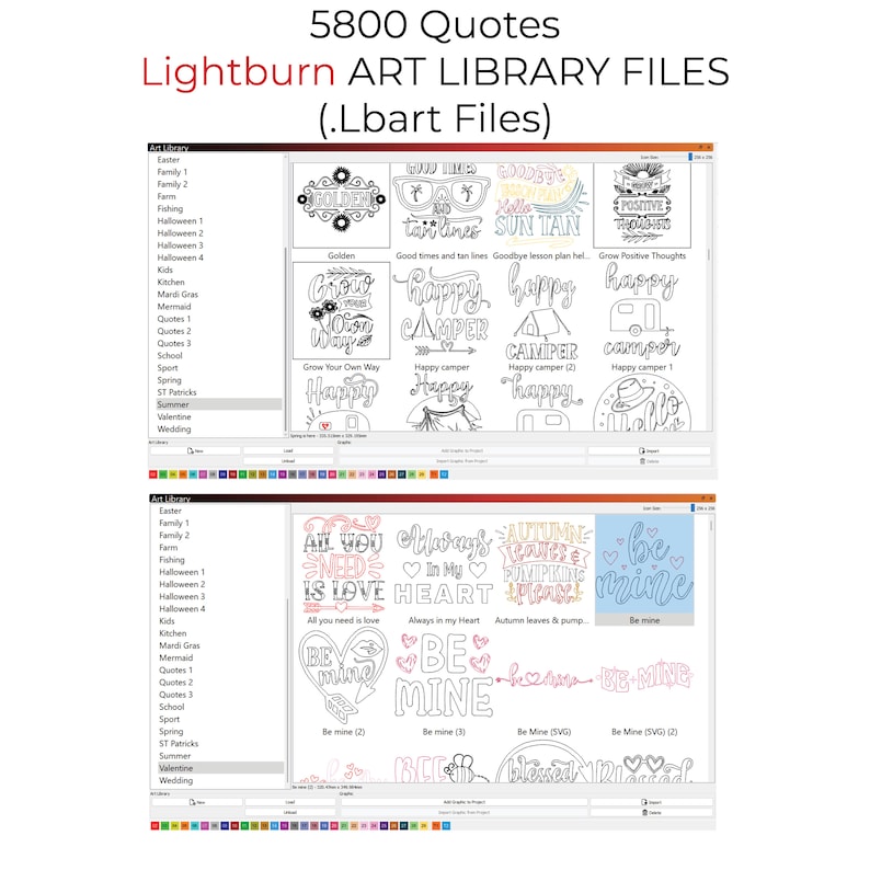 5800 Quotes Lightburn Art Library LBART Files for Laser Engrave ...