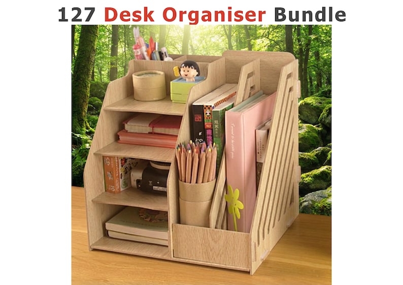 127 Desk Organizer SVG DXF Bundle | Laser Cut File Set for Wood MDF ...