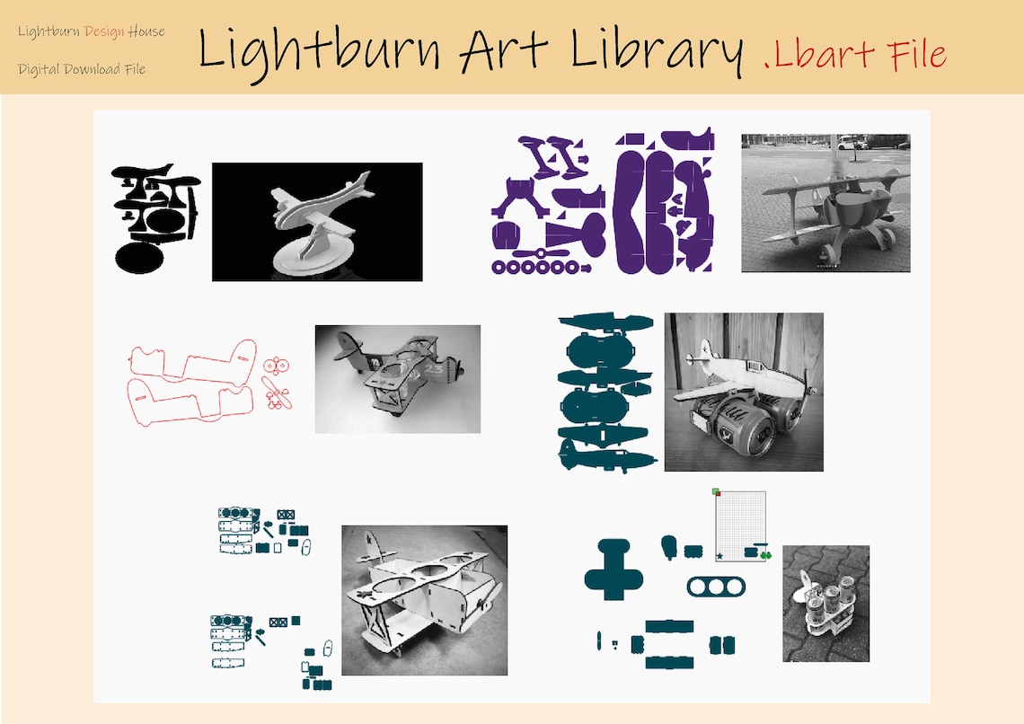 Lightburn Art Library 34 Aircraft Airplane .lbart File for - Etsy