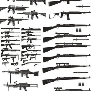 287 SVG DXF Weapon Gun Rifle Knife Silhouette Bundle for Lightburn ...