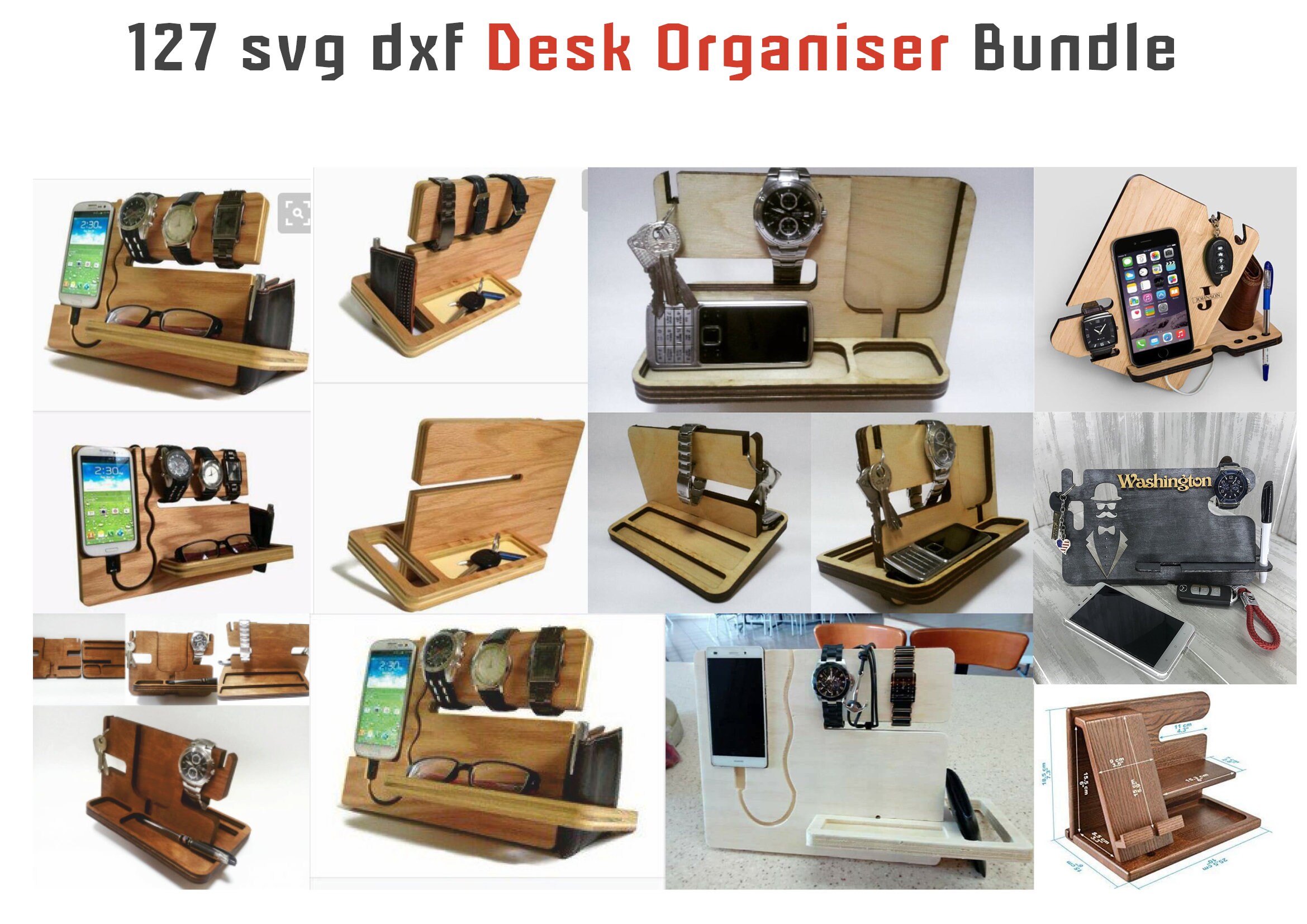 127 Svg Dxf Desk Organiser for Laser Cut Engrave Library Wood - Etsy ...