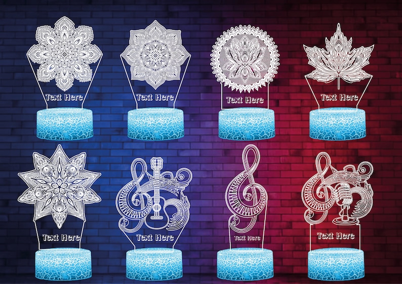 232 Acrylic LED Lamp SVG DXF Laser Cut Files, Animals Mandala Christmas ...