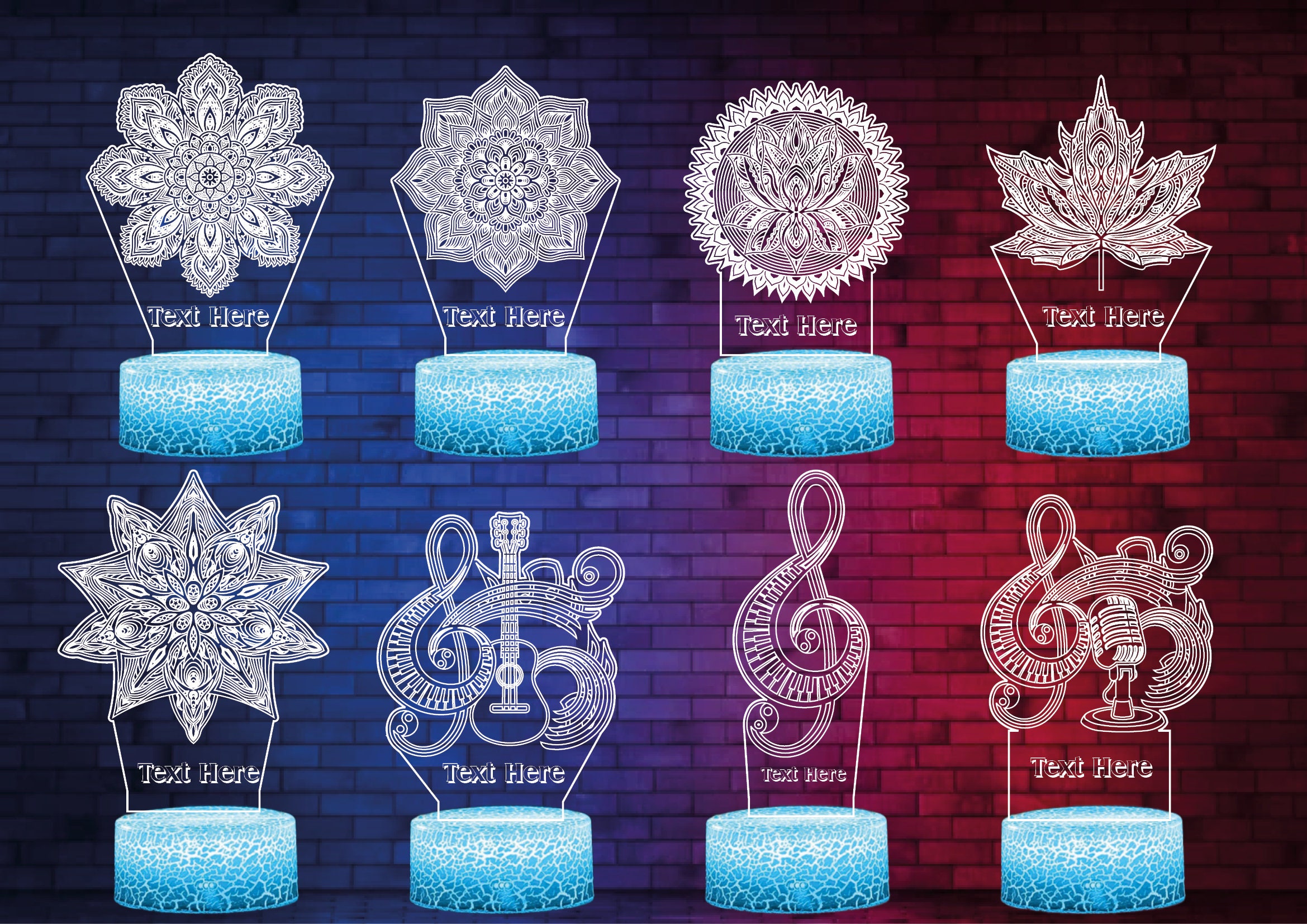 232 SVG DXF Acrylic Illusion Led Lamp Bundle Files for Laser - Etsy