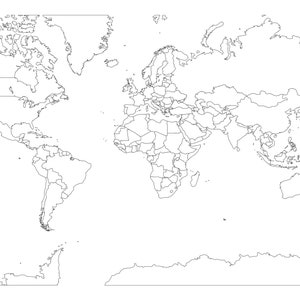 World Map Country Border Lines SVG DXF for Lightburn Laser Engrave - Etsy