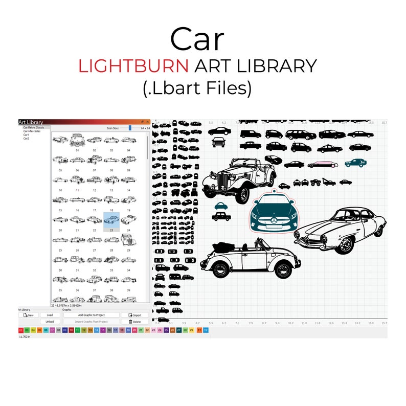 Car Retro Classic Lightburn Art Library (.lbart) Files Cliparts ...