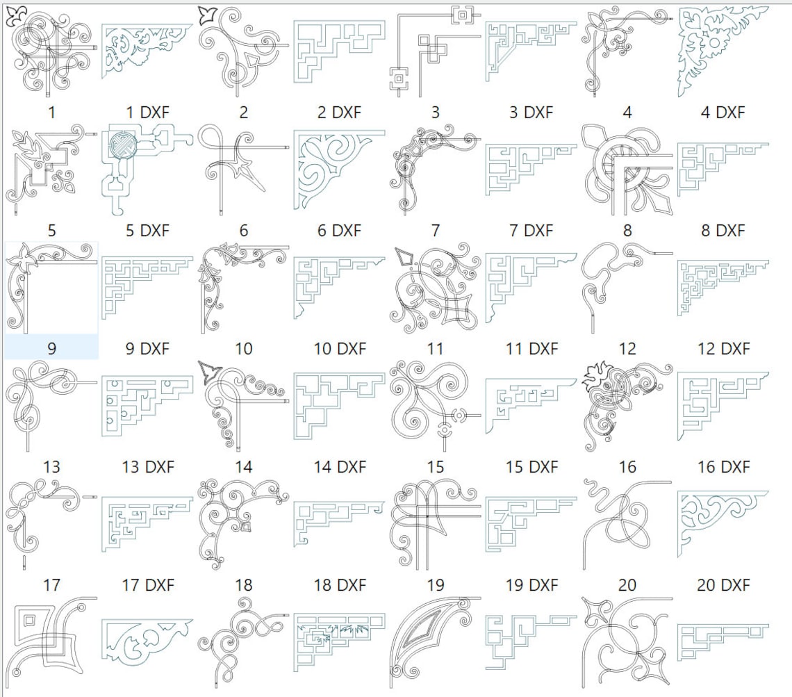 Lightburn Art Library 324 Graphics of Corner Patterns Laser - Etsy