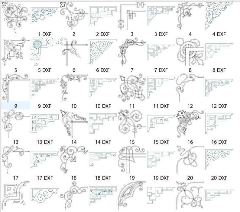 Lightburn Art Library 324 Graphics of Corner Patterns Laser - Etsy
