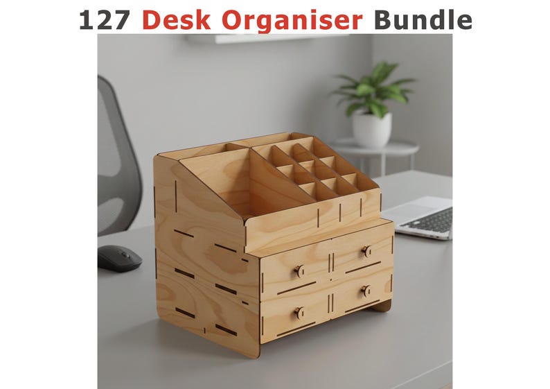 127 Desk Organizer SVG DXF Bundle | Laser Cut File Set for Wood MDF ...