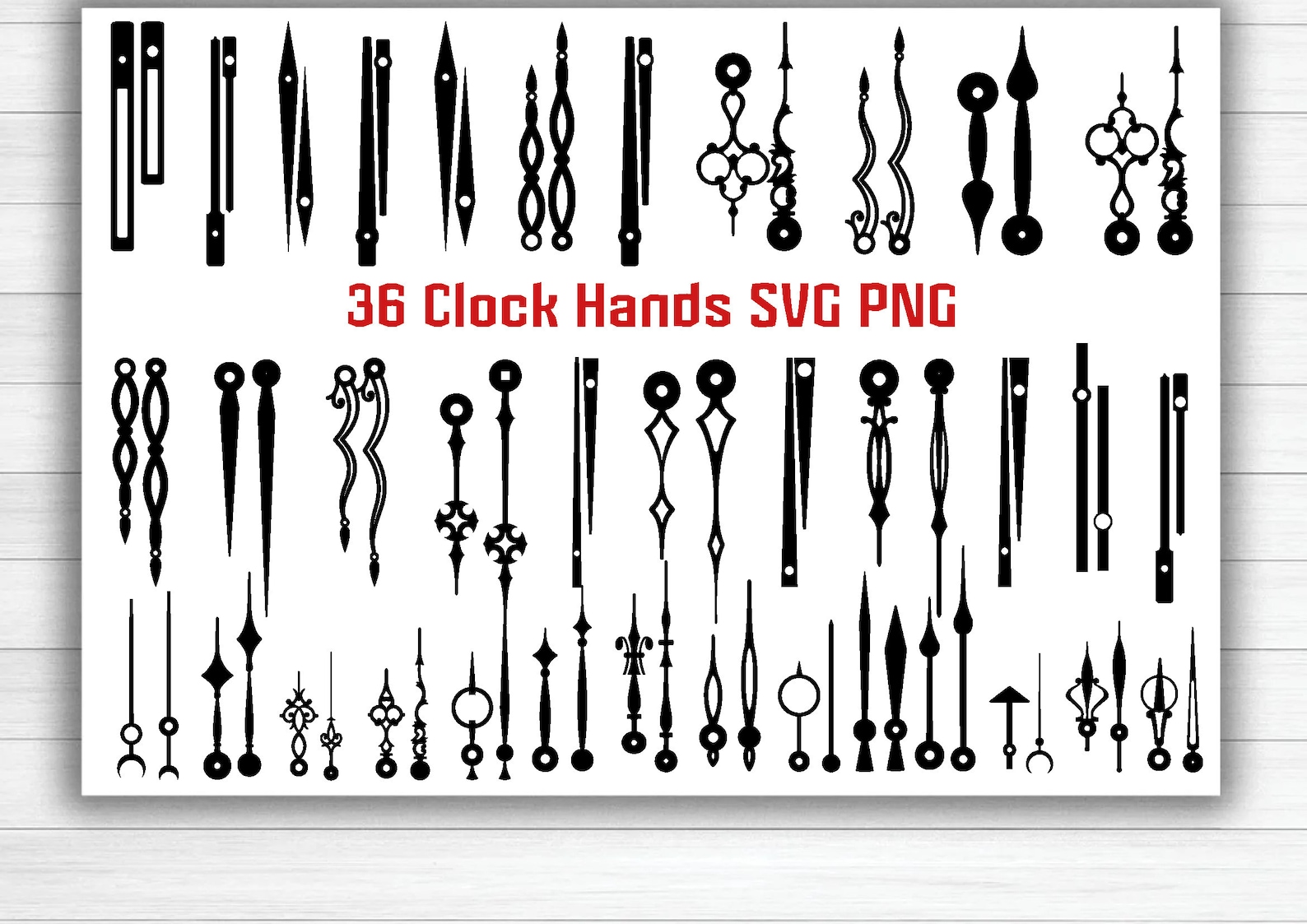 Clock Hands SVG DXF Bundle, 45 Movable Hour Minute Pointers for Laser ...