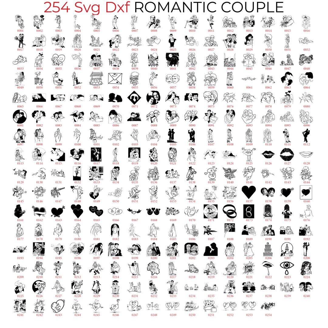 254 Svg Dxf Romantic Couple Bundle for Laser Engrave With Index - Etsy