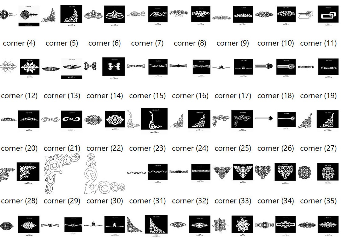 Lightburn Art Library 324 Graphics of Corner Patterns Laser - Etsy