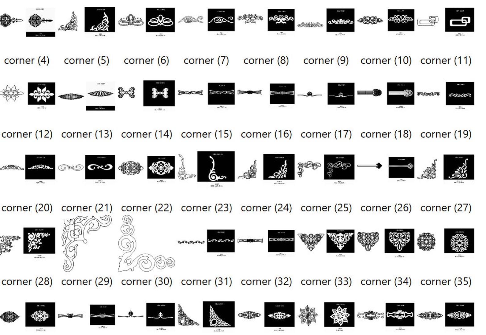 Lightburn Art Library 324 Graphics of Corner Patterns Laser - Etsy