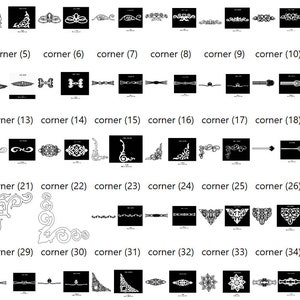 Lightburn Art Library 324 Graphics of Corner Patterns Laser Library ...