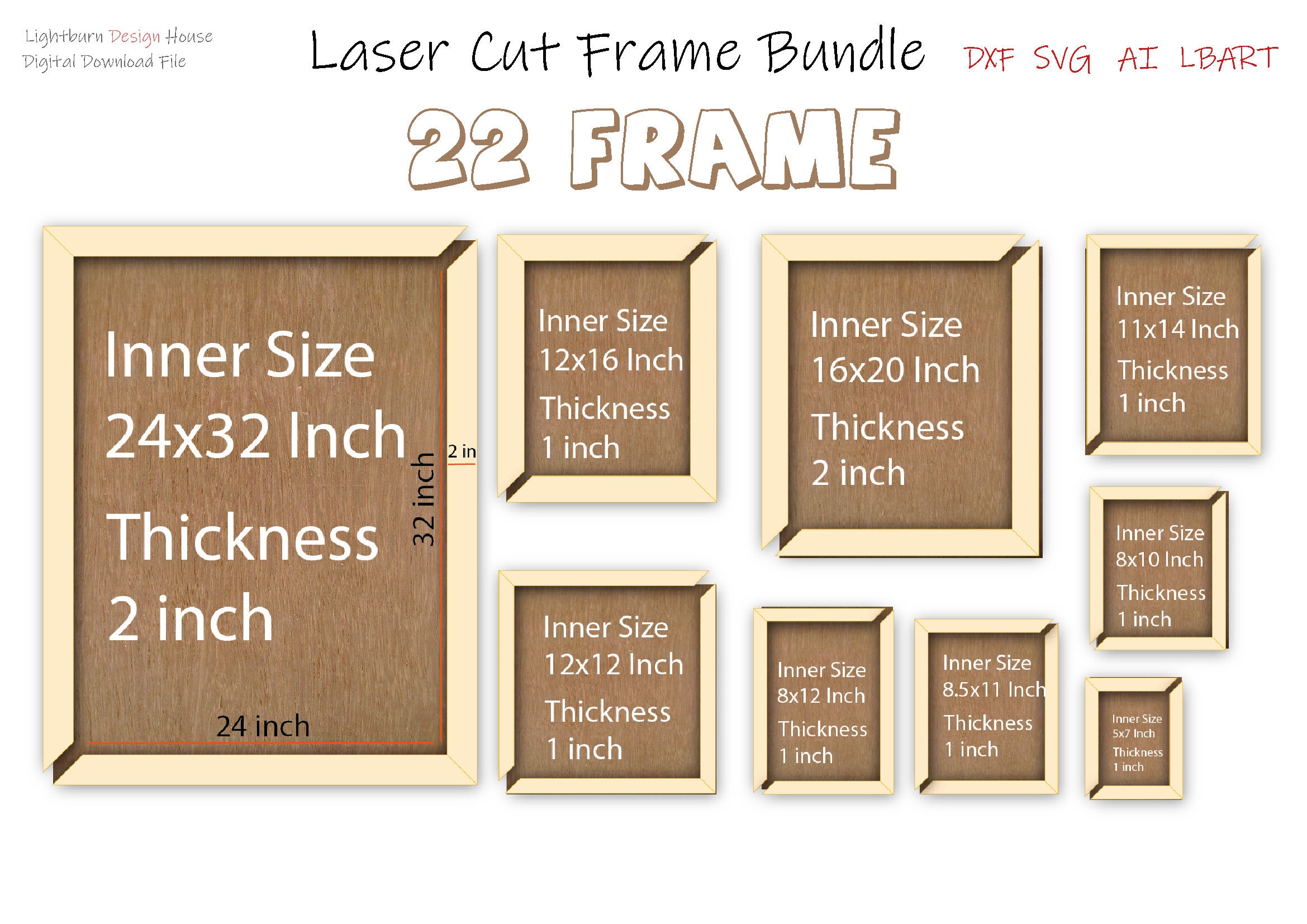 Laser Cut Poster Photo Frame Template Dxf SVG Ai Lbart Files - Etsy ...