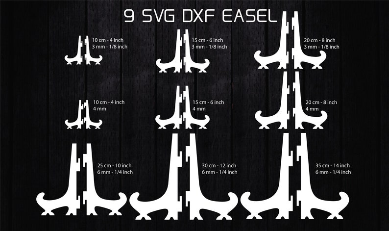 Archivos SVG DXF cortados con láser para marcos de fotos con caballete ...