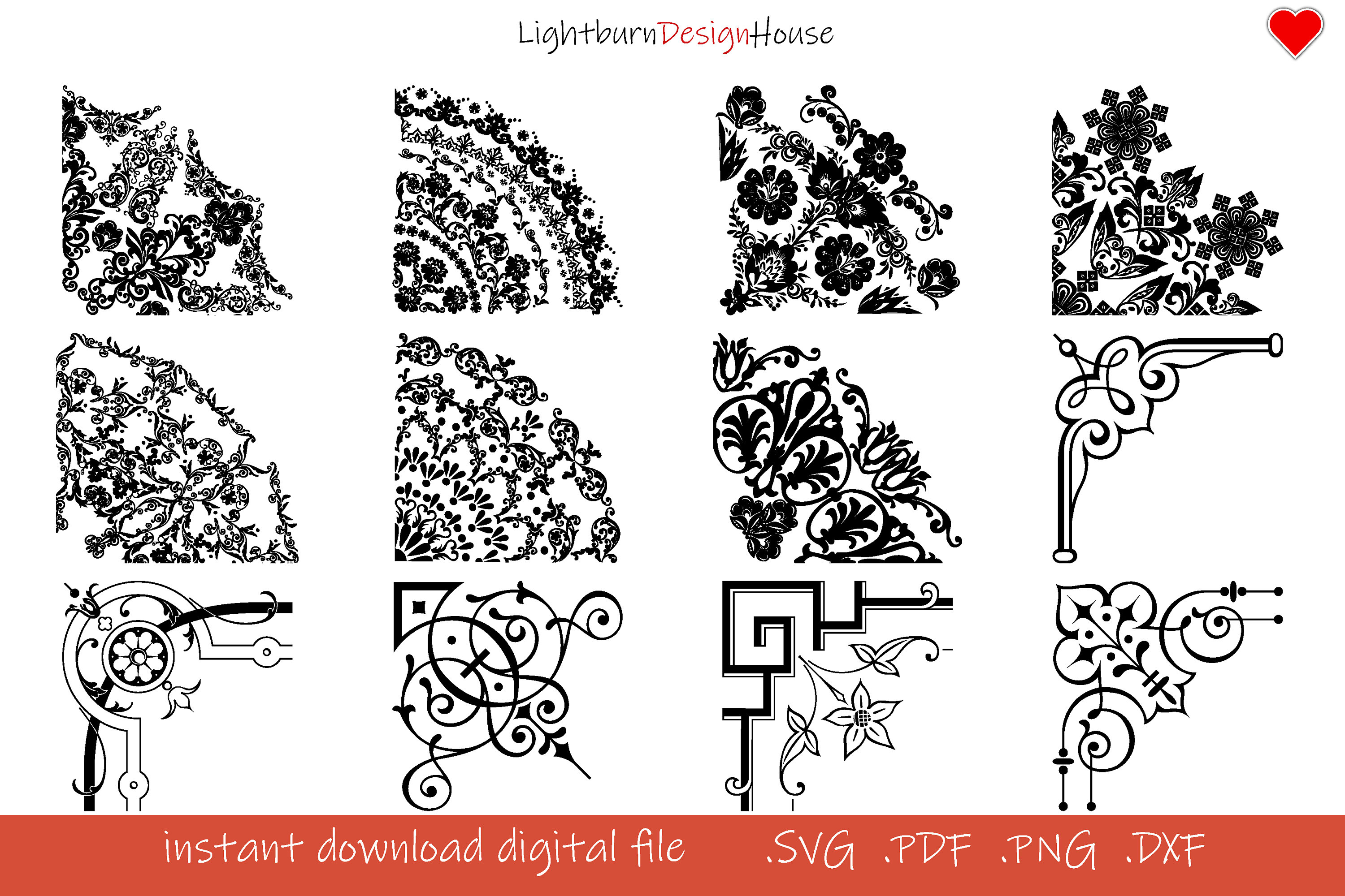 104 SVG Png Pdf Dxf Corner Shelf Pattern Border Frames Bundle - Etsy UK