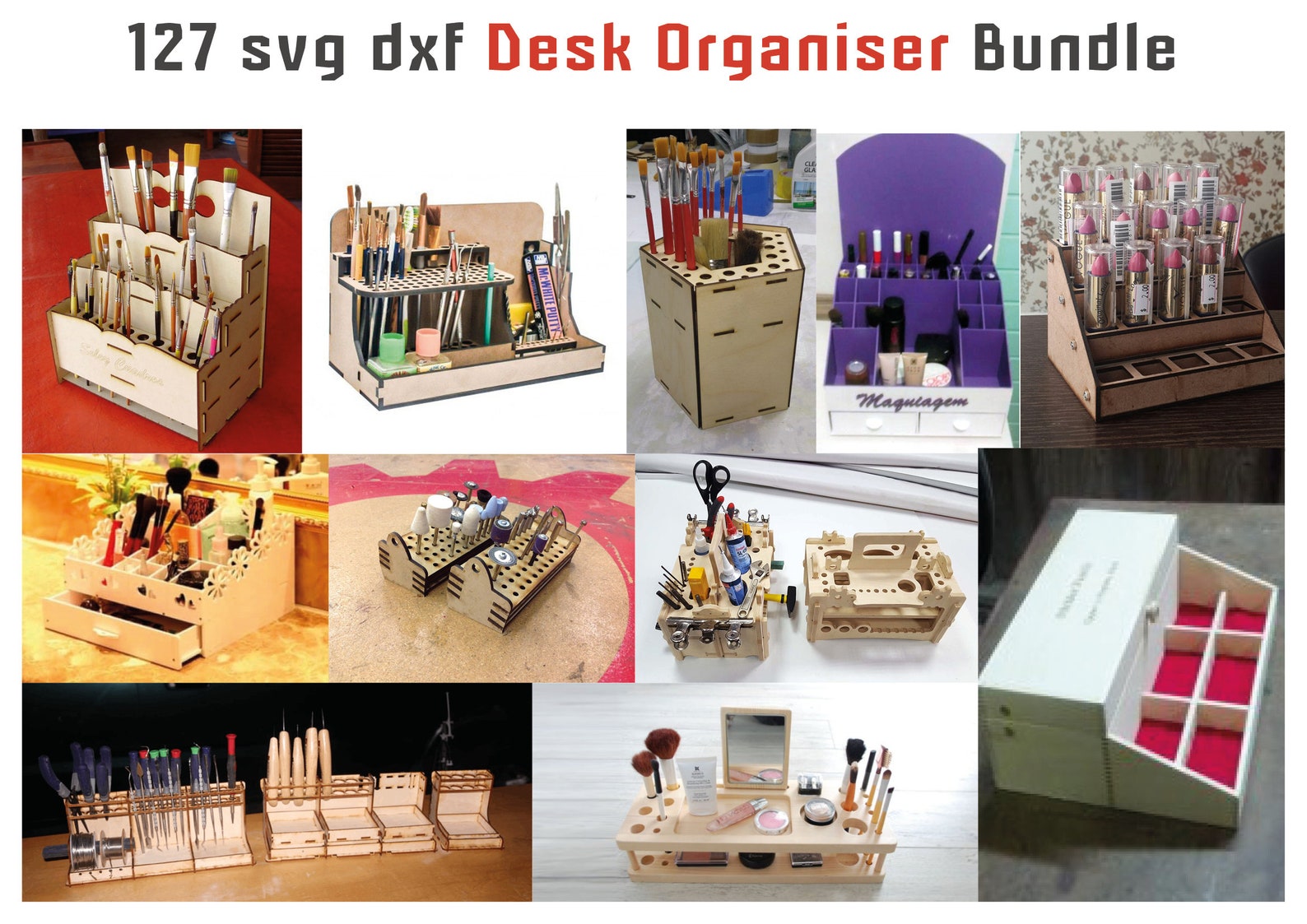 127 Svg Dxf Desk Organiser for Laser Cut Engrave Library Wood - Etsy