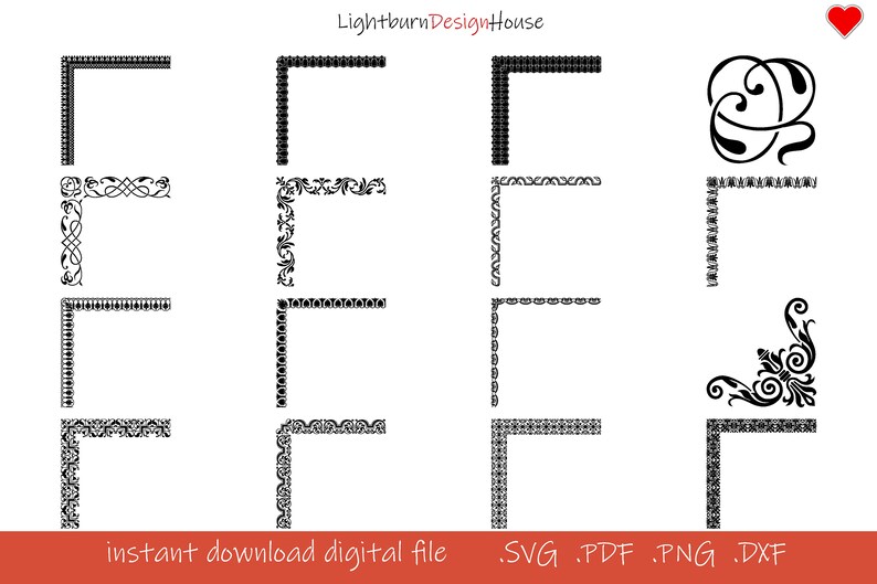 104 SVG Png Pdf Dxf Corner Shelf Pattern Border Frames Bundle - Etsy