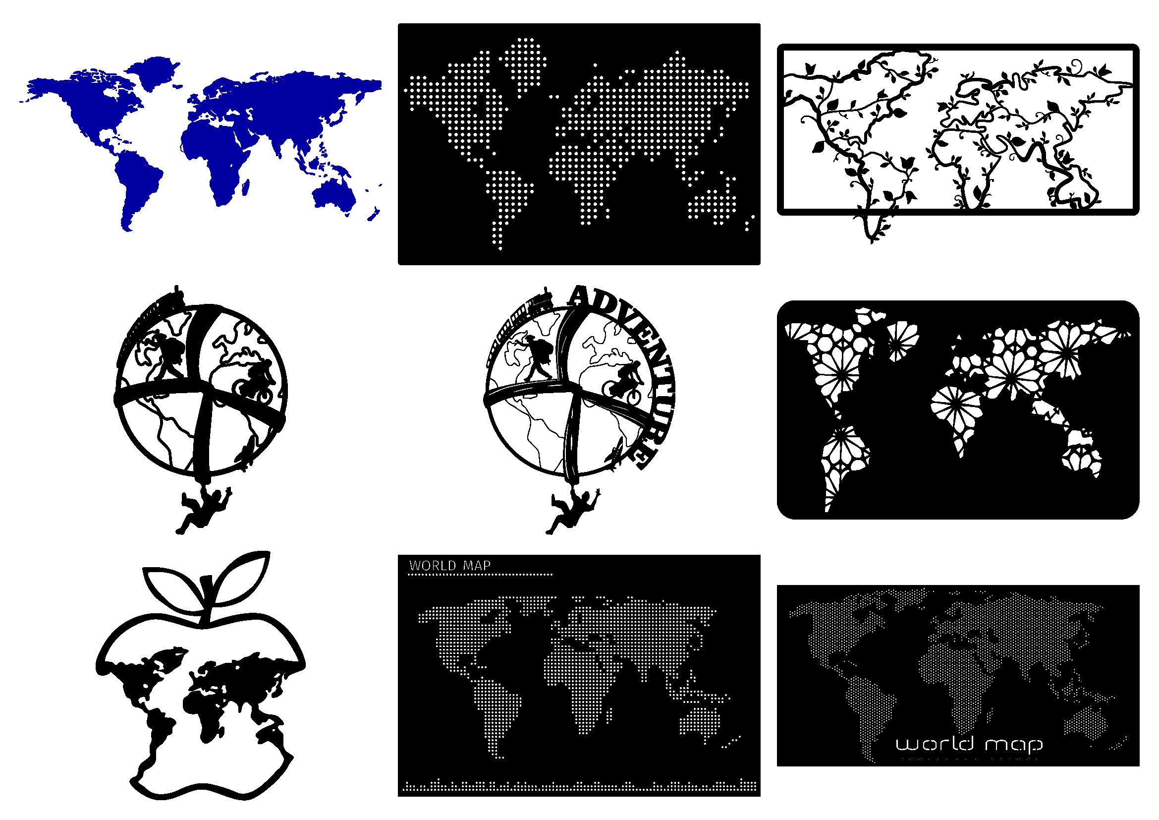 57 World Map Bundle SVG Dxf Lightburn Art Library Laser Wood - Etsy ...