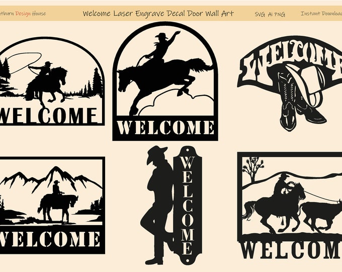 Welcome Western for Door Wood Sign Vertical SVG File for Cutting ...