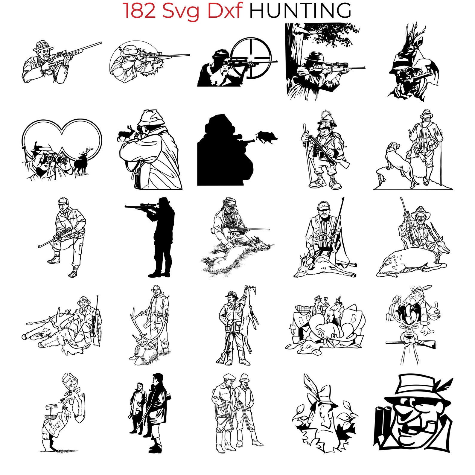 182 SVG DXF Hunting Bundle for Laser Engrave With Index, Hunting ...