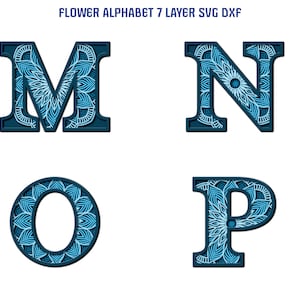 Alphabet Floral ABC Mandala 26 Letters SVG DXF 7 Layered Multilayer for ...