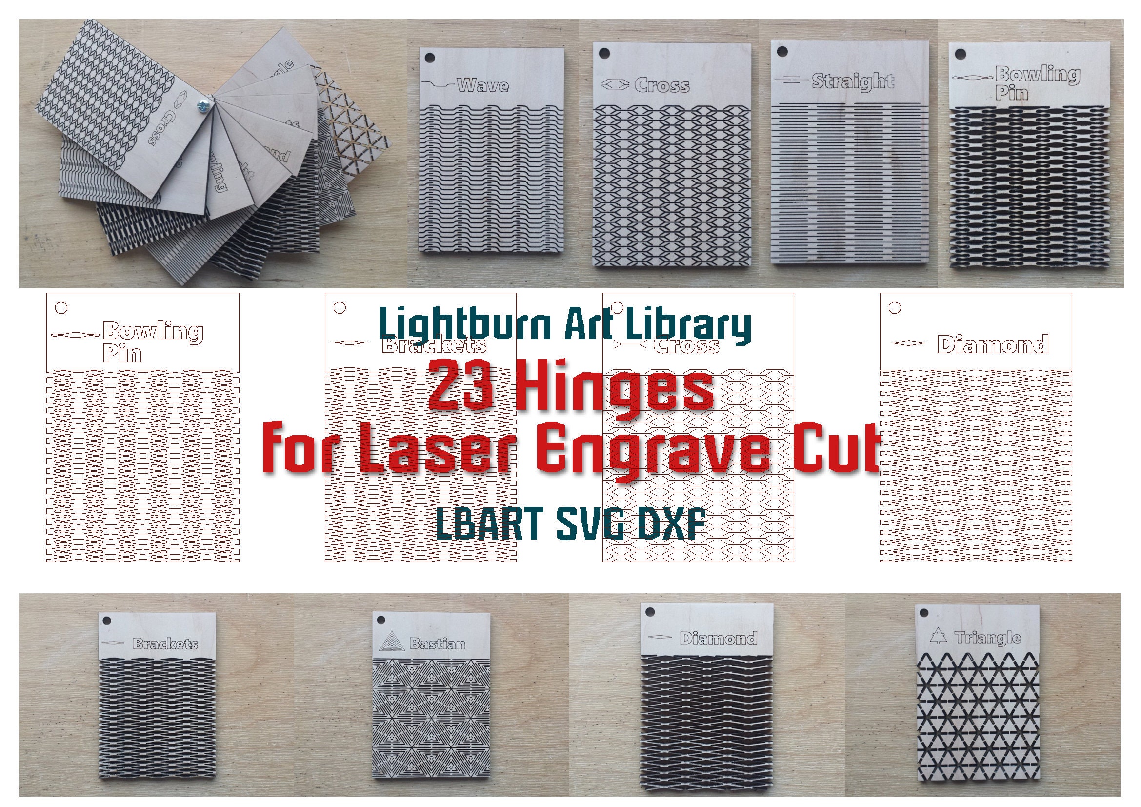 23 Hinges Bundle SVG DXF PDF for Laser Engrave Cut - Etsy