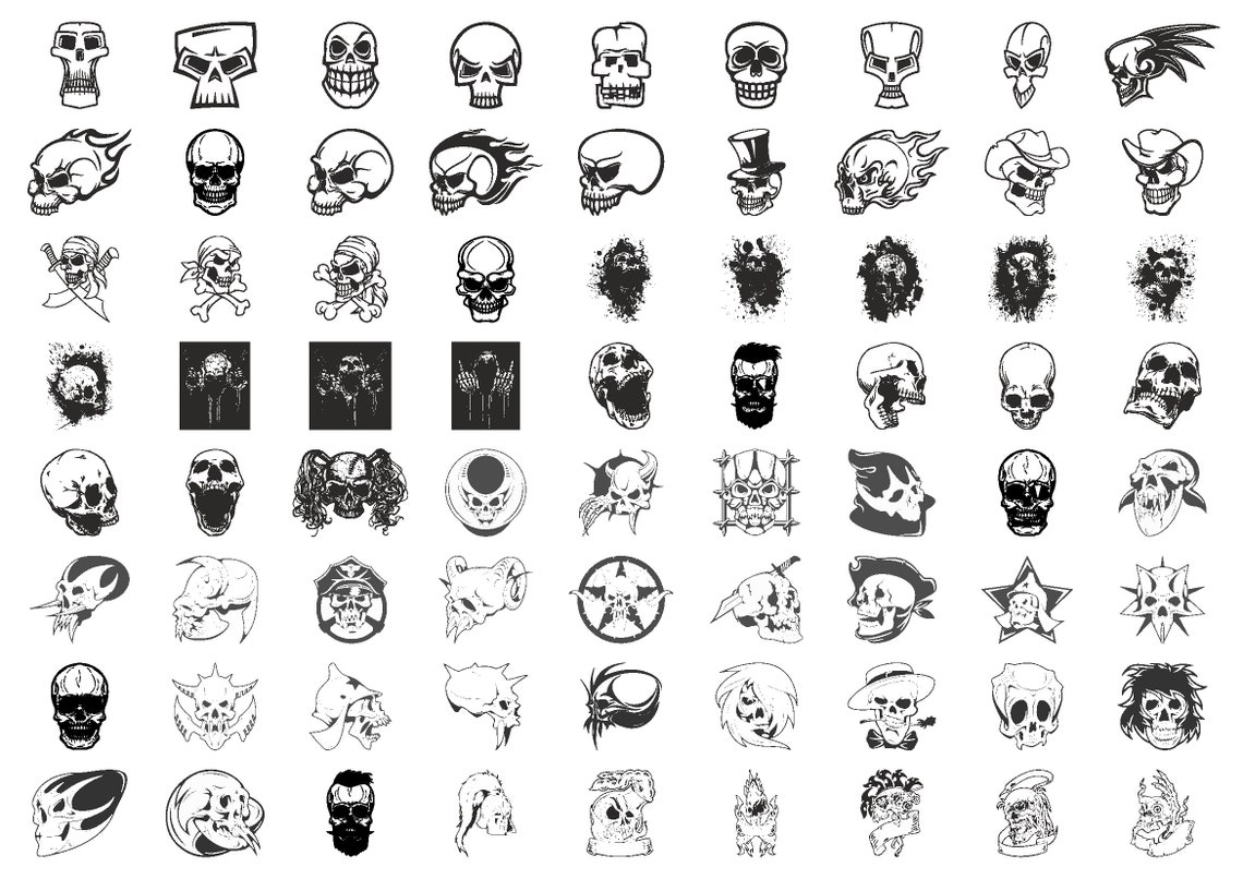 555 SVG PNG Skulls Bundle for Laser Cut Engrave Library Wood - Etsy