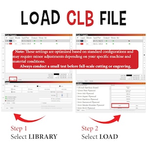 Omtech CO2 Laser Lightburn Material Library CLB Files for Wood Acrylic ...