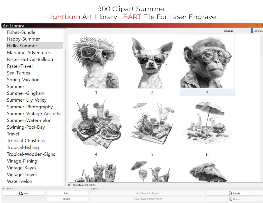 900 Clipart Summer Designs Lightburn Art Library (.lbart) Files for ...