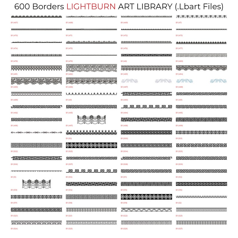 600 SVG Borders Lightburn Art Library LBART Files for Laser Engrave ...