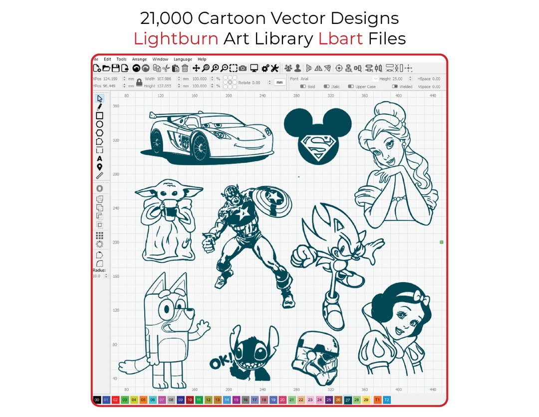 21,000 Clipart Cartoon Designs Lightburn Art Library (.lbart) Files for ...