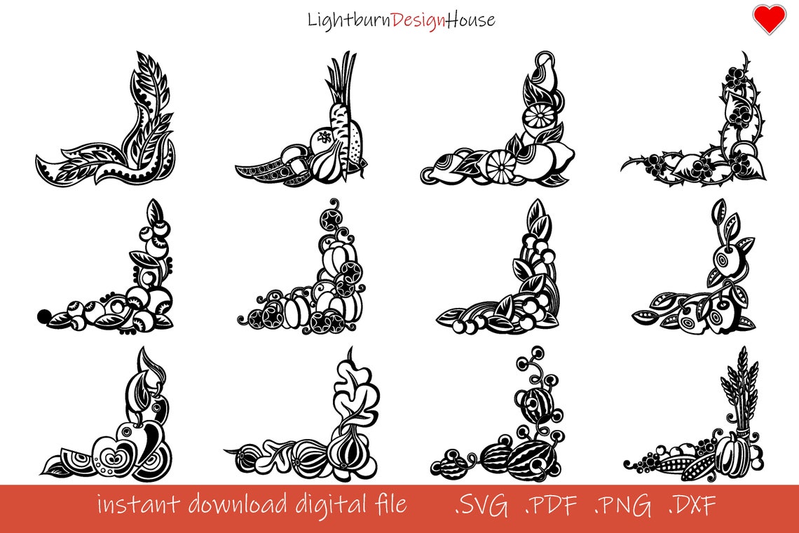 104 SVG Png Pdf Dxf Corner Shelf Pattern Border Frames Bundle - Etsy India