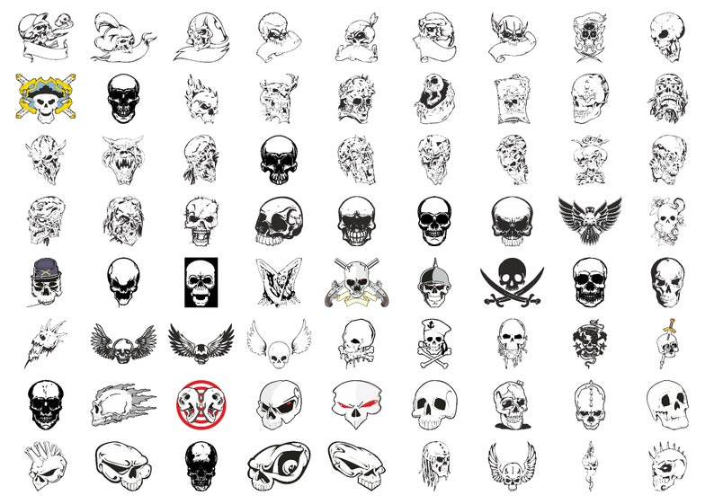 555 SVG PNG Skulls Bundle for Laser Cut Engrave Library Wood - Etsy
